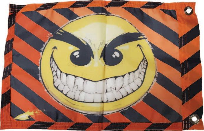 DuneRats Custom ATV, UTV, MC Safety Whip Flag - 12"x18" Evil Smiley Fa